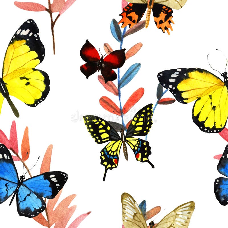Watercolor Butterfly Pattern Raster Stock Illustrations – 146 ...