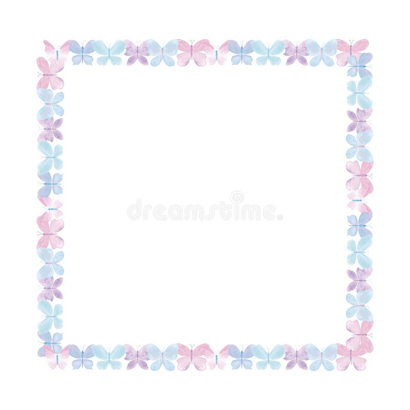 Watercolor Butterfly Square Frame Stock Vector - Illustration of ...