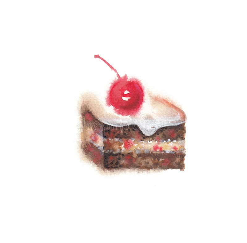 Watercolor cake stock illustration. Illustration of pastry - 102190807