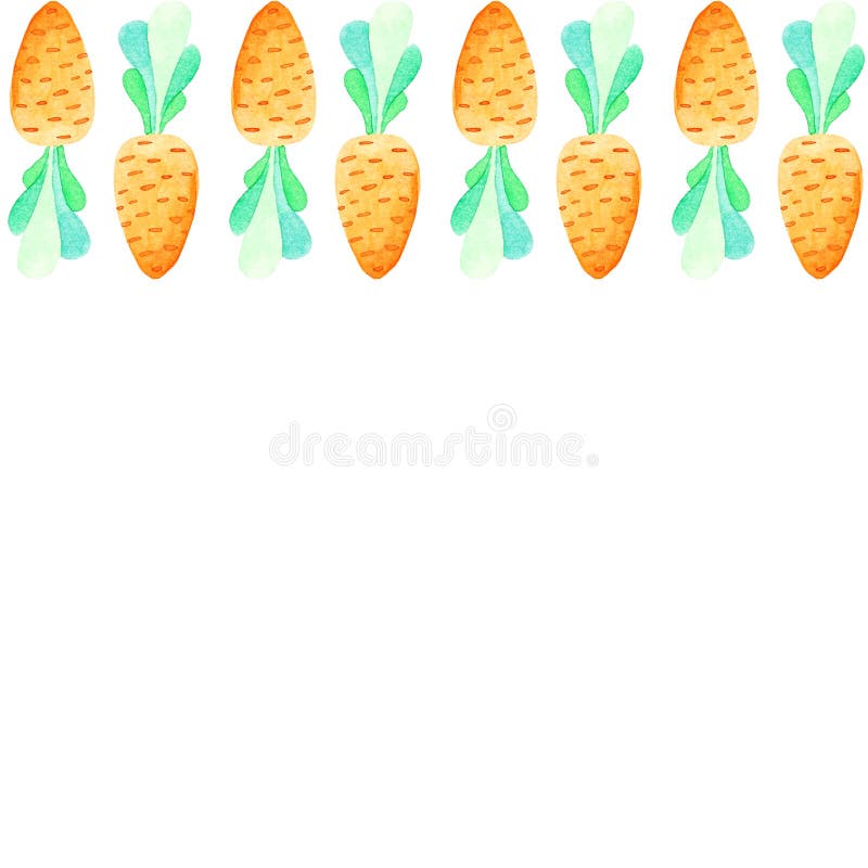 Watercolor Carrot Seamless Frame. Easter Holidays. for Design, Card ...