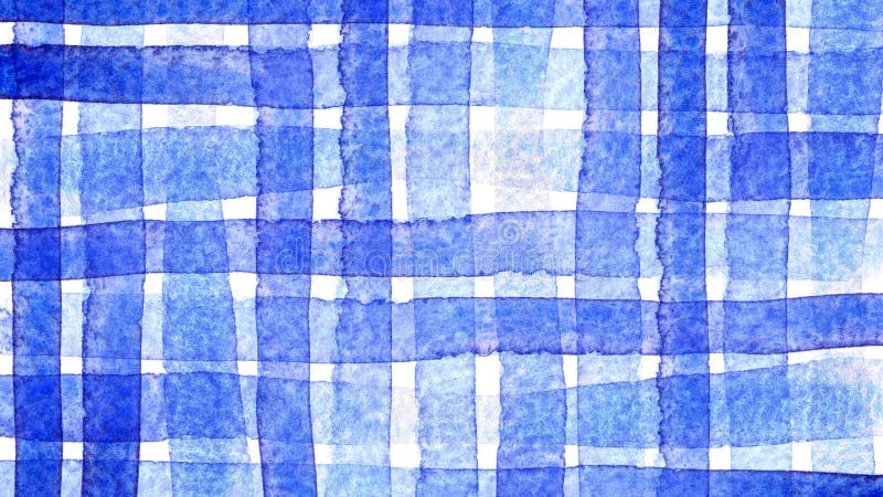 Watercolor Checkered Blue Pattern for Background, Watercolor Painted ...