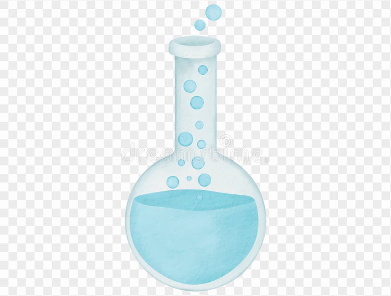 Watercolor Chemistry Beaker with Bubbles for Science and Education ...
