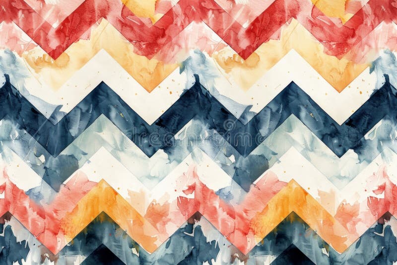 Watercolor Chevron Pattern with Alternating Colors, Creating a Dynamic ...