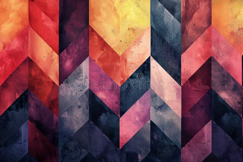 Watercolor Chevron Pattern with Alternating Colors, Creating a Dynamic ...