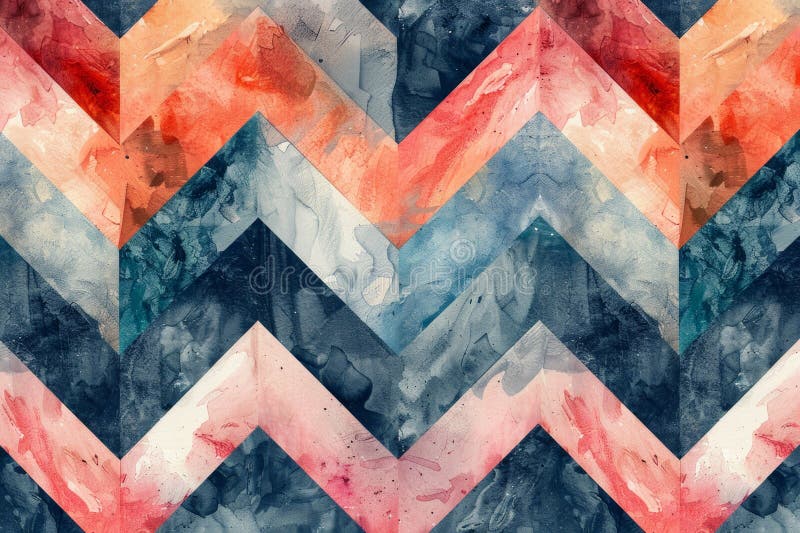 Watercolor Chevron Pattern with Alternating Colors, Creating a Dynamic ...