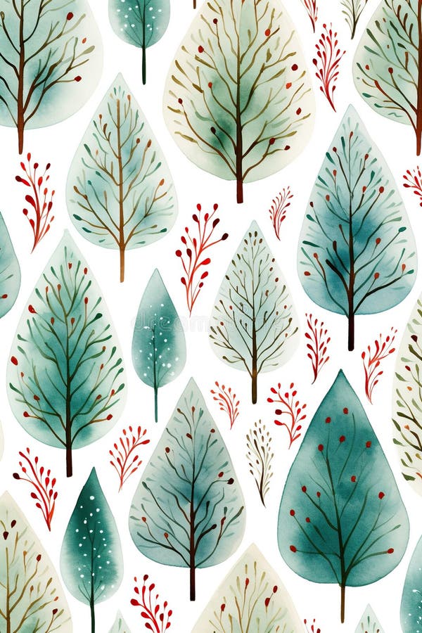 Watercolor Christmas Illustration Pattern with Joyful Holiday Elements ...
