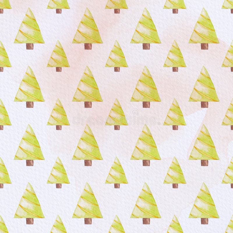 Watercolor Christmas Tree Pattern. Watercolor Pattern with Triangle ...