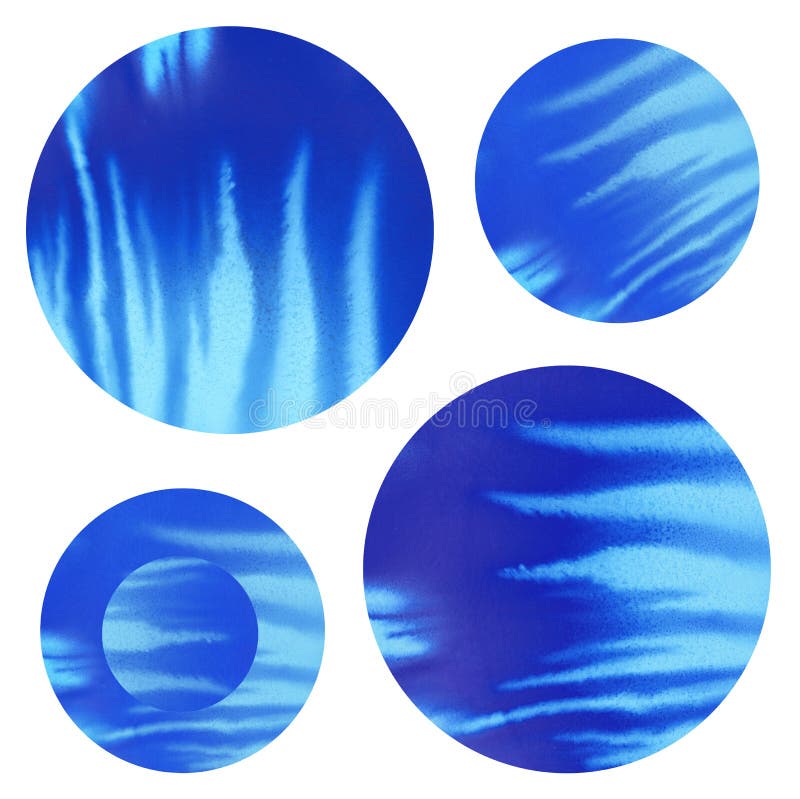 Watercolor Circle Collection in Blue Colors Stock Vector - Illustration ...