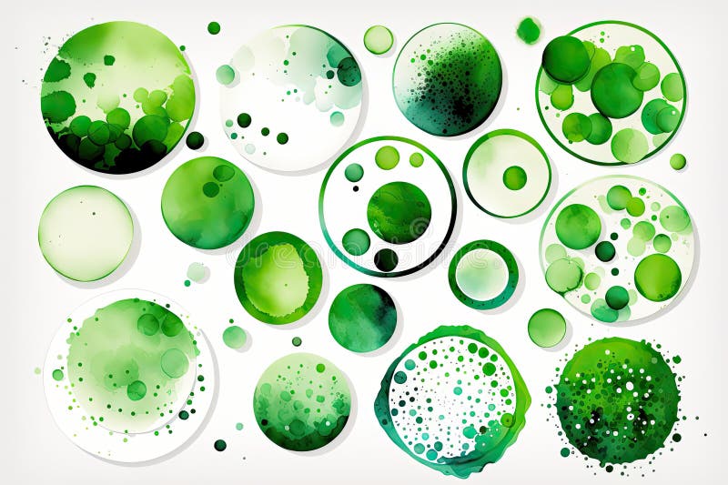 Watercolor Circles Green on White Background. Generative AI Stock ...