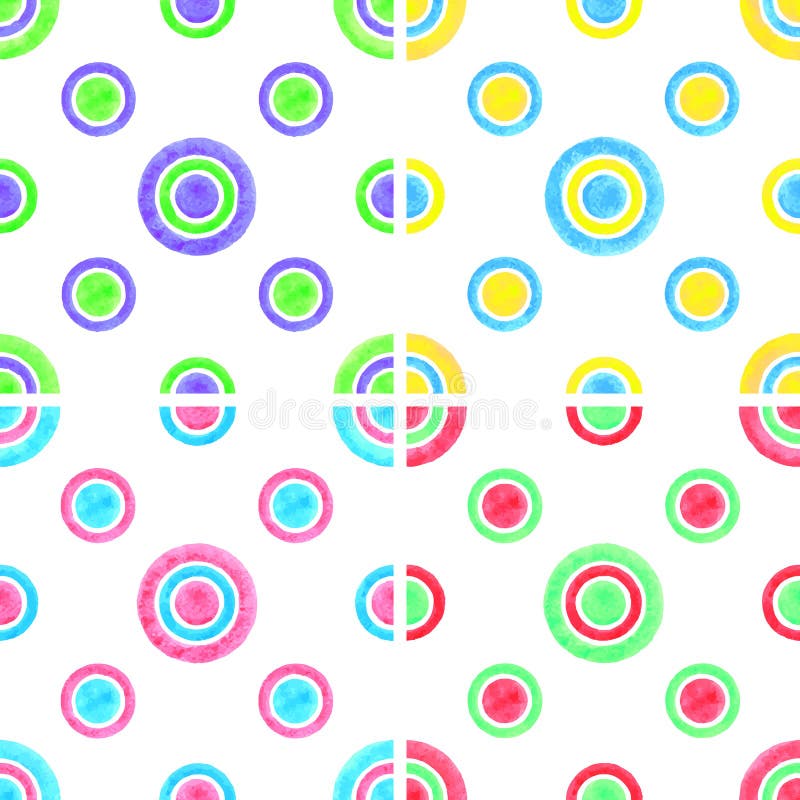 Watercolor Circles Seamless Pattern Set Stock Vector - Illustration of ...