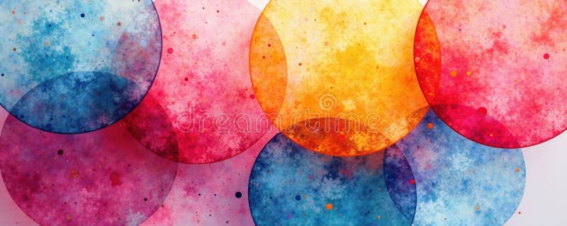 Watercolor Circles in Various Colors Overlapping Each Other, Abstract ...