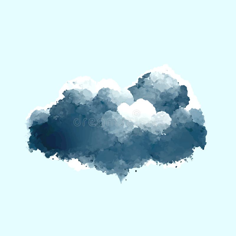 Watercolor Cloud, Ink-drawn Vector Illustration. Stock Illustration ...