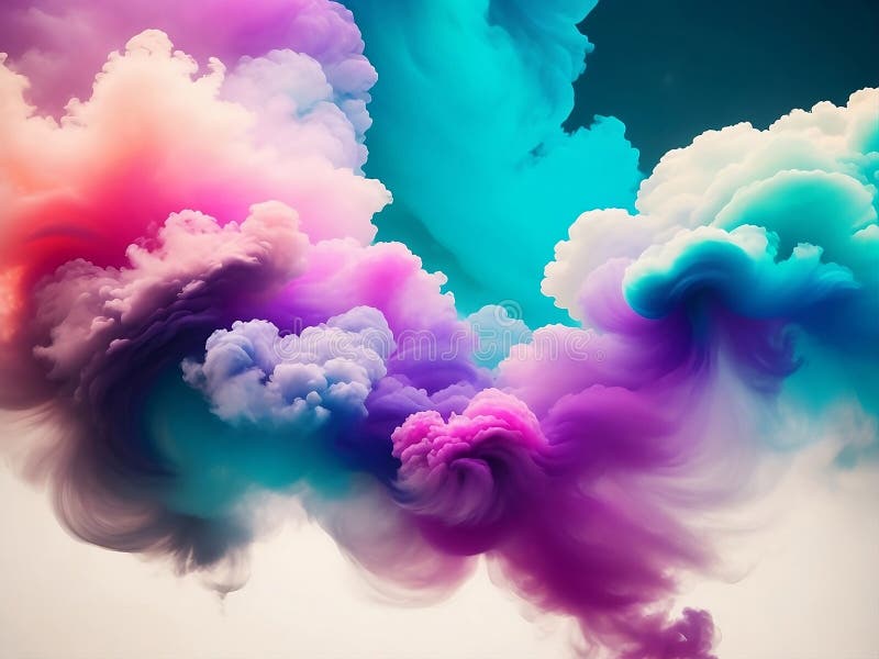 Watercolor Clouds. Colorful Rainbow Cloud Stock Illustration ...