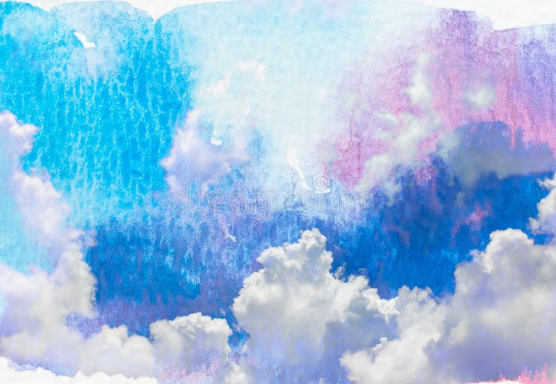 Watercolor Clouds and Sky Background. Stock Illustration - Illustration ...
