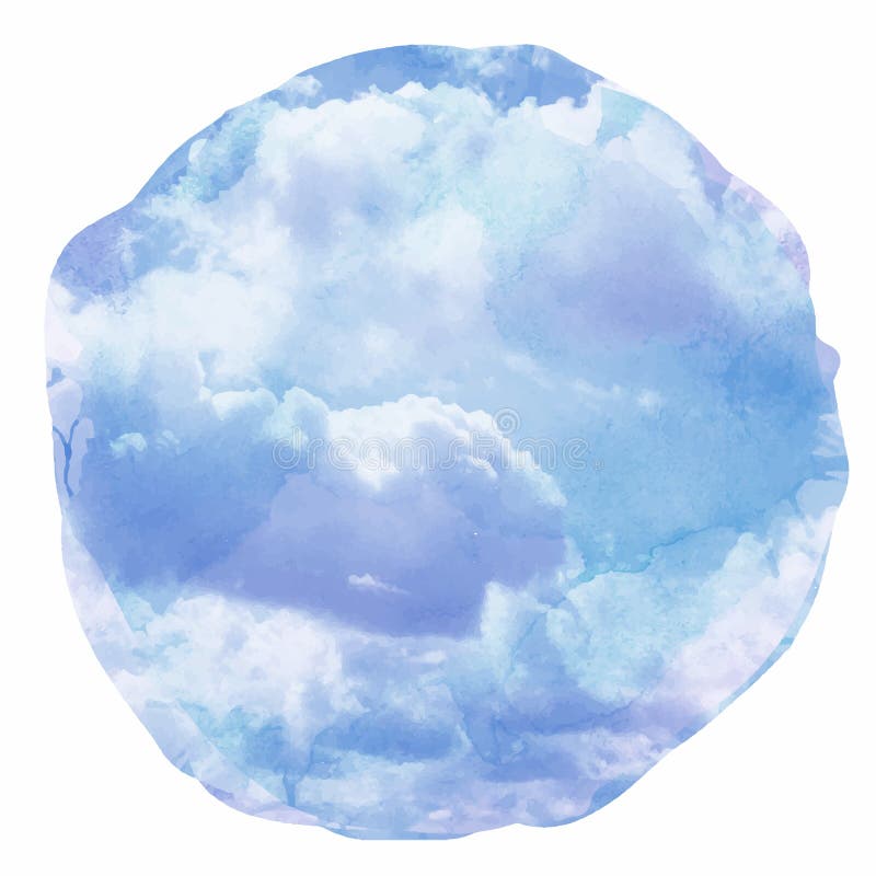 Winter Sky Round Gradient Blue Watercolor Background Stock Illustration ...