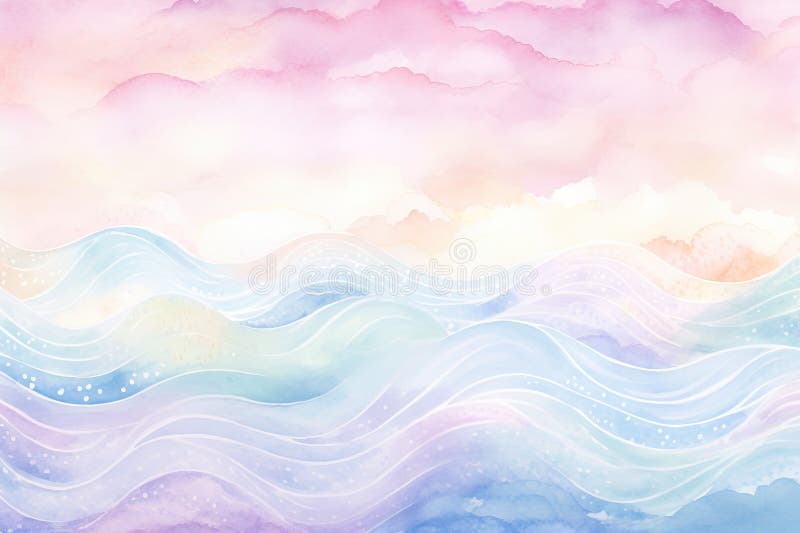 Watercolor Cloudy and Wavy Pastel Background, Blank Watercolor ...