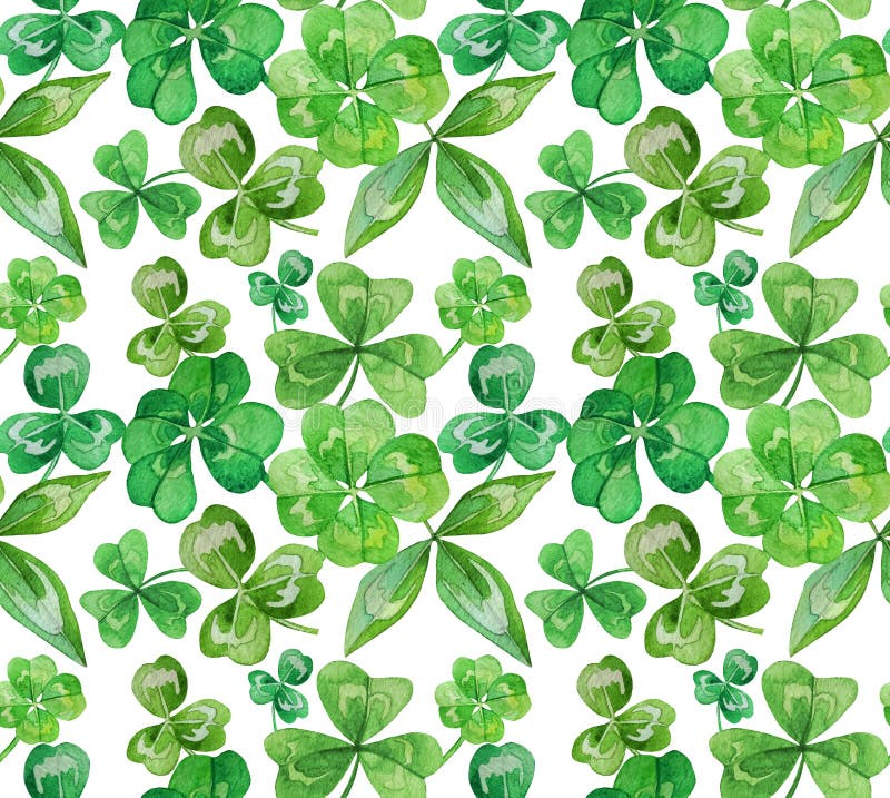 Watercolor Clover Seamless Pattern Stock Illustration - Illustration of ...