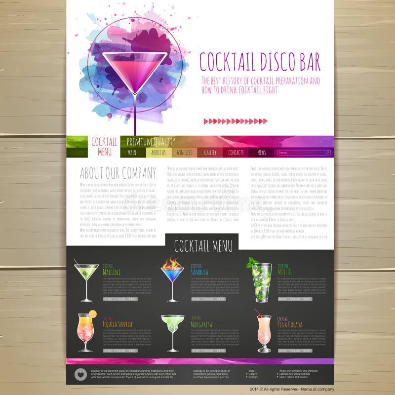 Watercolor Cocktail Concept Design. Corporate Identity. Web Site Design ...