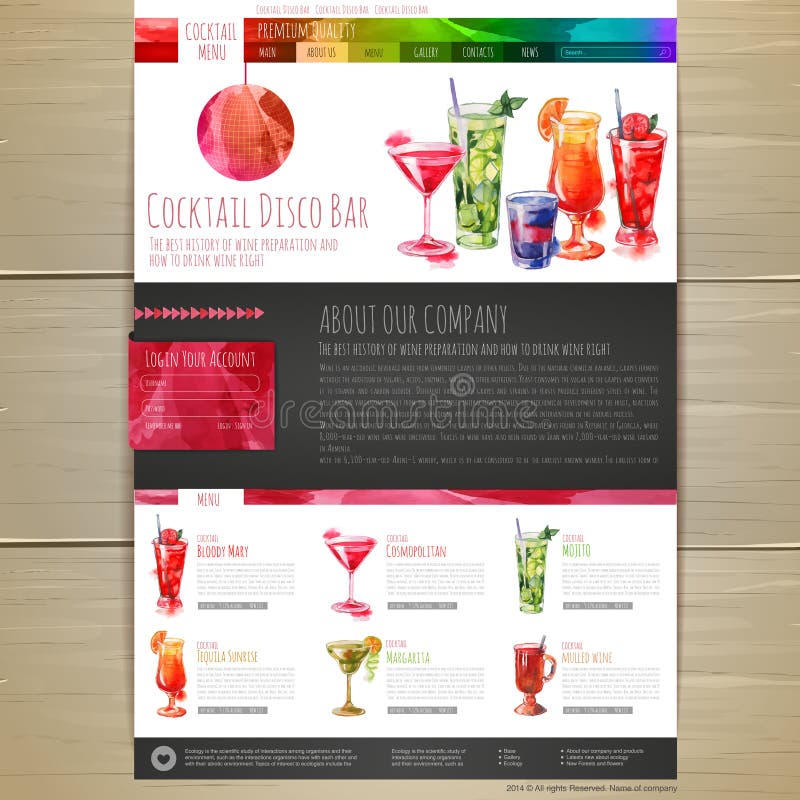 Watercolor Cocktail Concept Design. Corporate Identity. Web Site Design ...