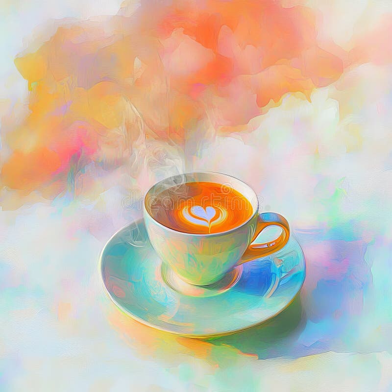 A Watercolor Coffee Cup with a Watercolour Paper Texture on it, and a ...