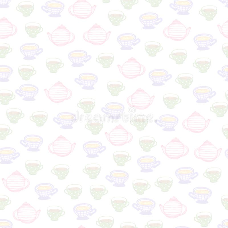 Watercolor Coffee Seamless Pattern. Hand Drawn Texture with Cups. Stock ...