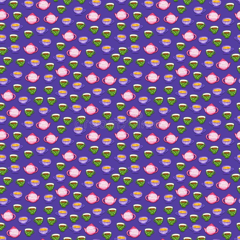 Watercolor Coffee Seamless Pattern. Hand Drawn Repeating Texture with ...