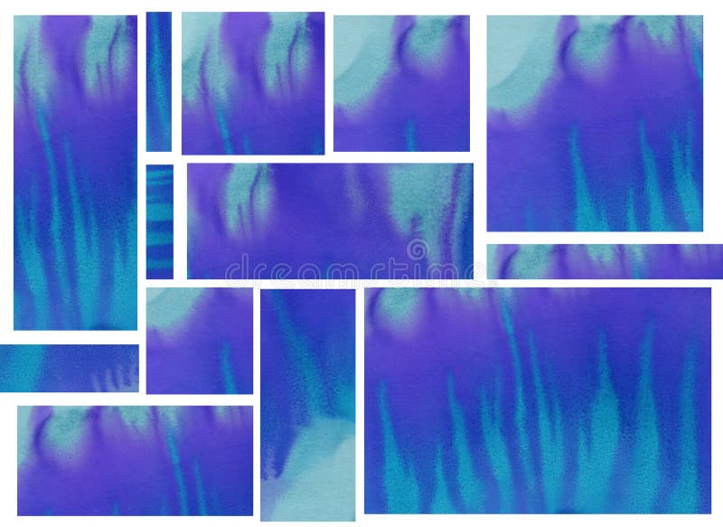 Watercolor Collage Background in Blue and Purple Colors Stock Vector ...