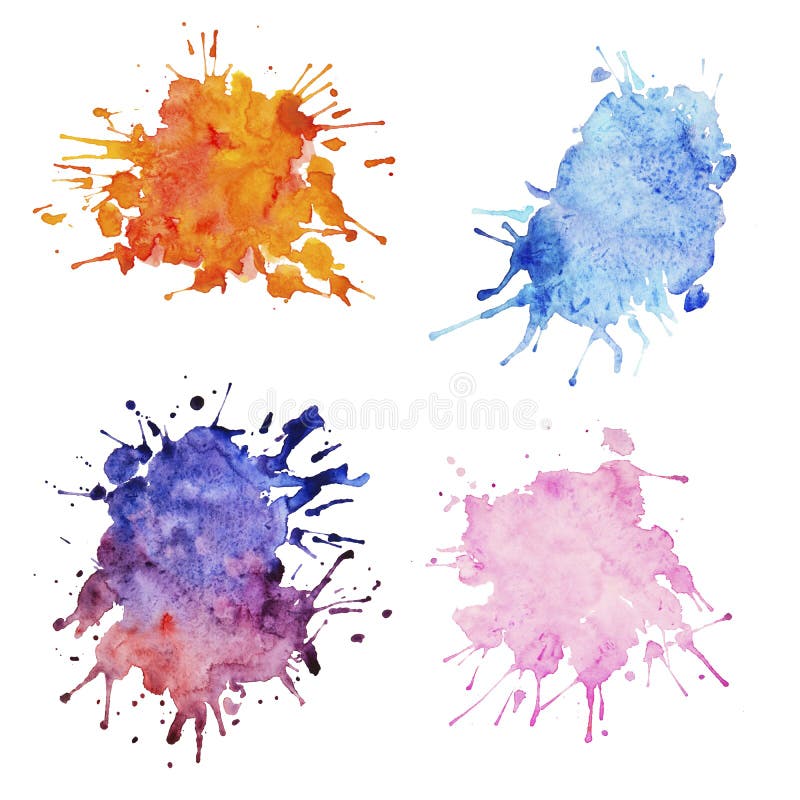 Watercolor Color Blots, a White Background Stock Illustration ...