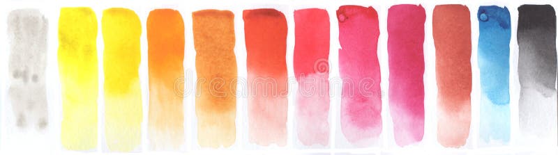 A Watercolor Color Chart on White Background Stock Image - Image of ...