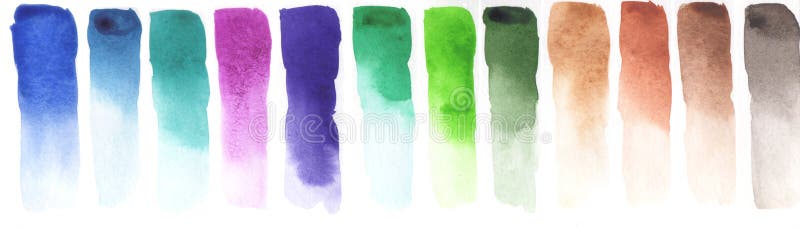 A Watercolor Color Chart on White Background Stock Photo - Image of ...