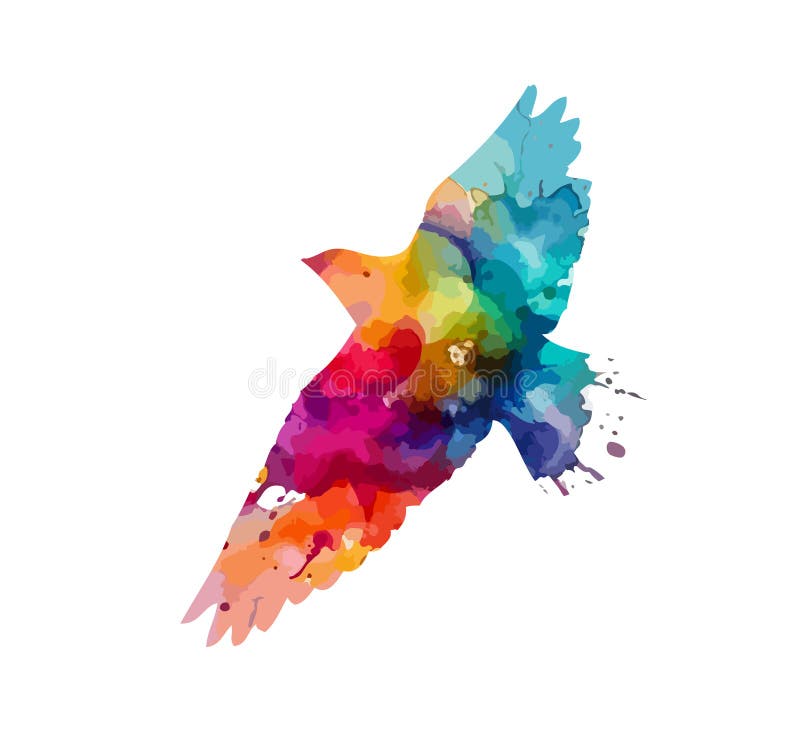 Watercolor Color Flying Big Bird. Vector Illustration Stock Vector ...