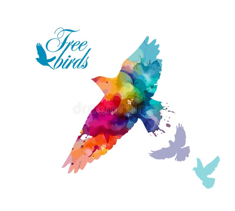 Watercolor Color Flying Big Bird. Vector Illustration Stock Vector ...