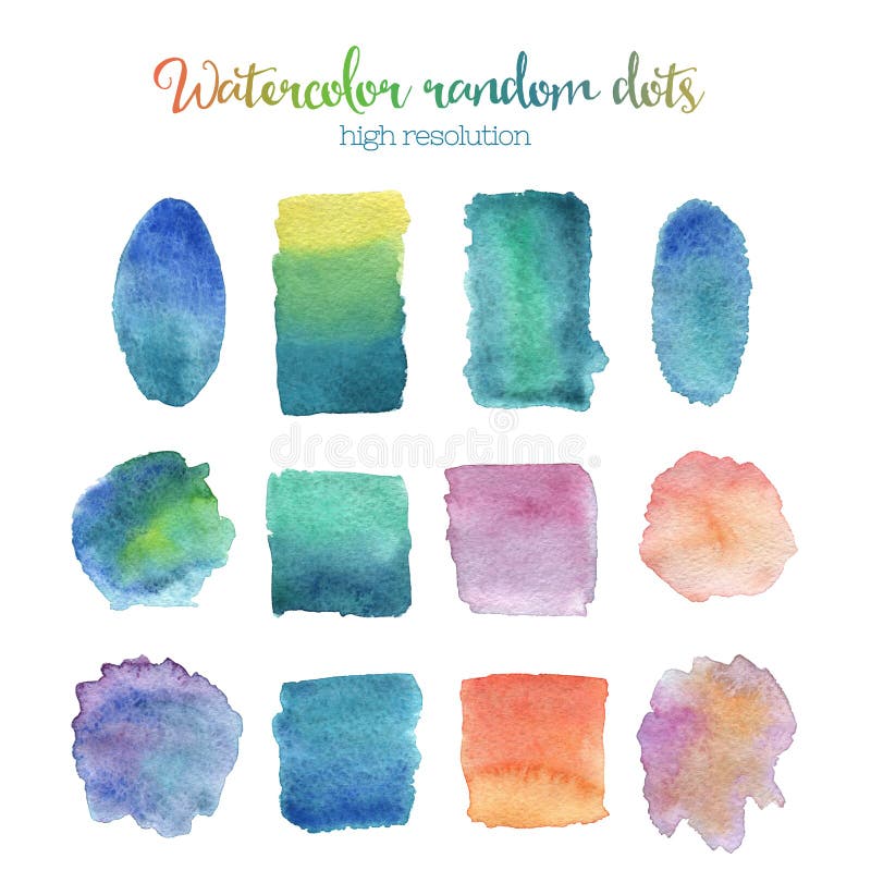 Watercolor Colored Random Dots Set Stock Illustration - Illustration of ...