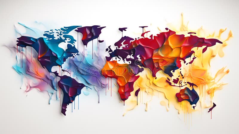 Watercolor Colored World Map Stock Illustration - Illustration of ...