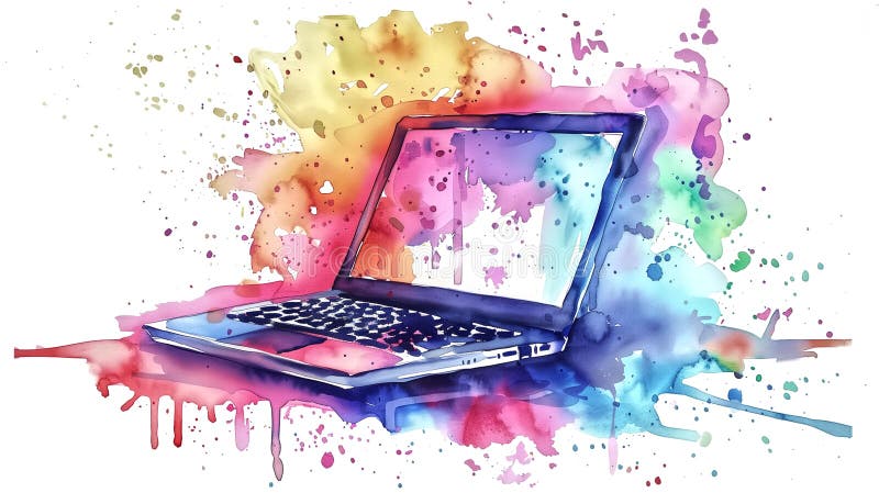 Laptop Computer Watercolor Stock Illustrations – 788 Laptop Computer ...