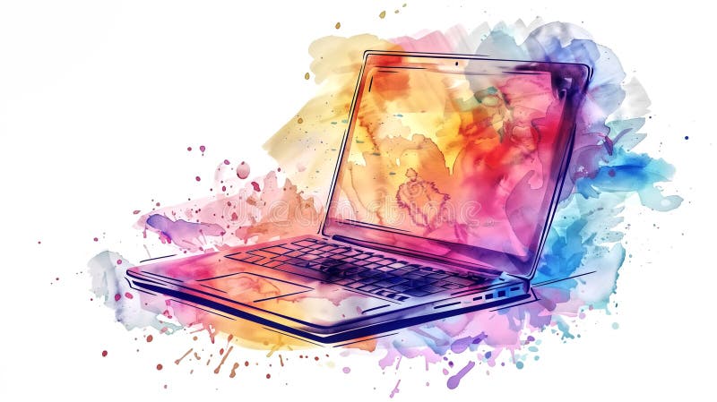 Watercolor Laptop Computer Stock Illustrations – 787 Watercolor Laptop ...