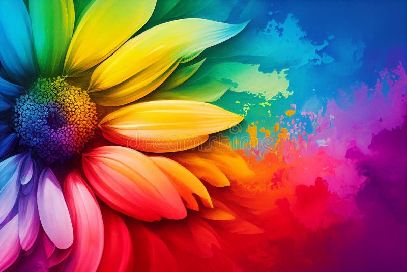 Watercolor Colorful Rainbow Flower Wallpapers Stock Illustration ...