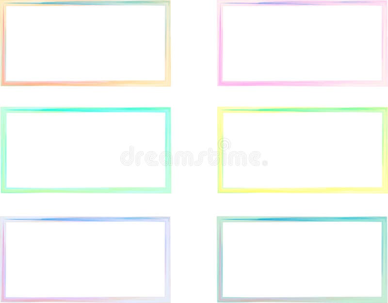 Watercolor Colorful Rectangular Frames Set Stock Illustration ...