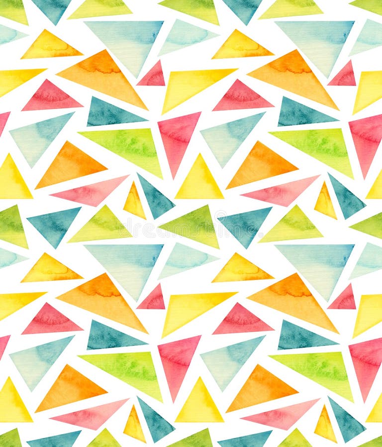 Watercolor Colorful Spring Triangles Repeat Abstract Pattern Stock ...