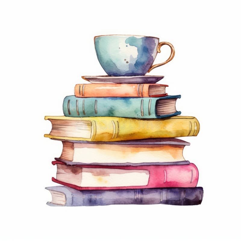 Watercolor Stack Books Stock Illustrations – 758 Watercolor Stack Books ...