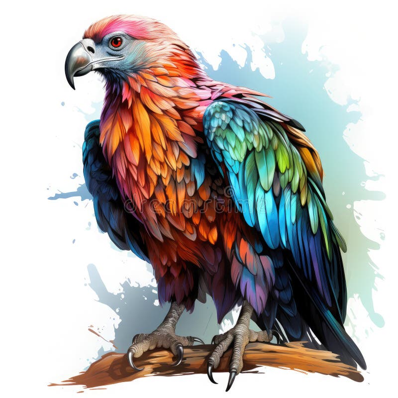 Watercolor Colorful Vulture Illustration Stock Illustration ...