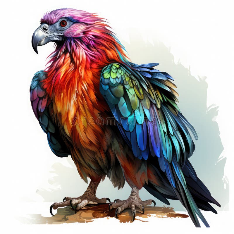 Watercolor Colorful Vulture Illustration Stock Illustration ...