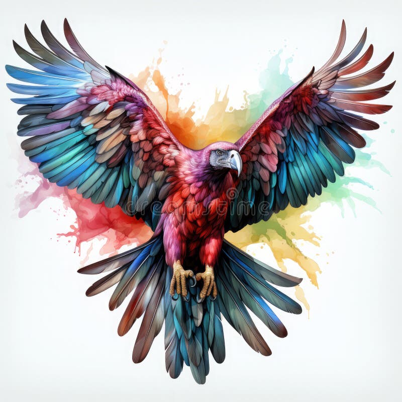 Watercolor Colorful Vulture Illustration Stock Illustration ...