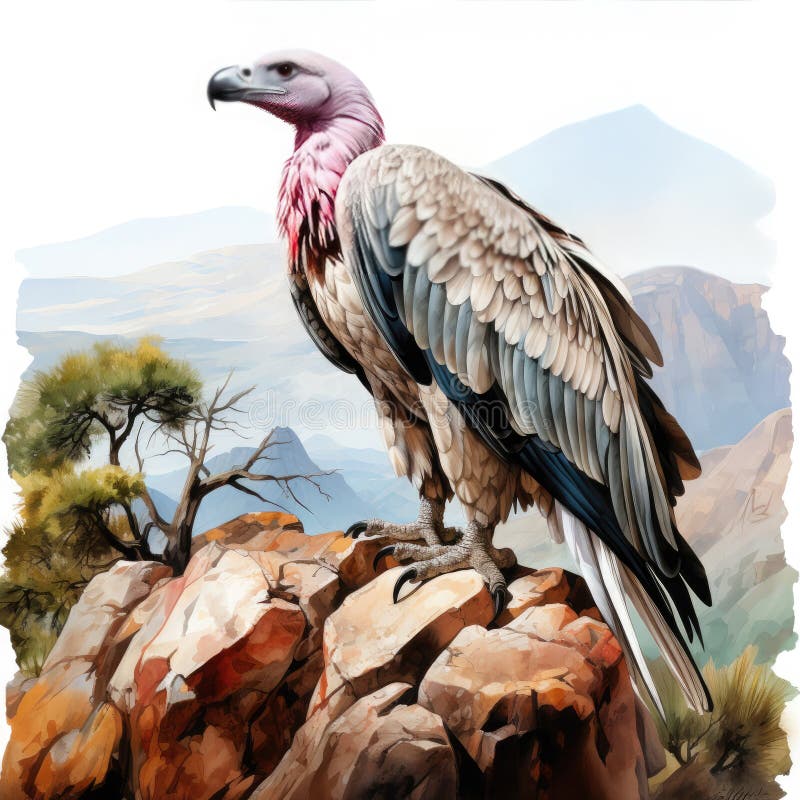 Watercolor Colorful Vulture Illustration Stock Illustration ...