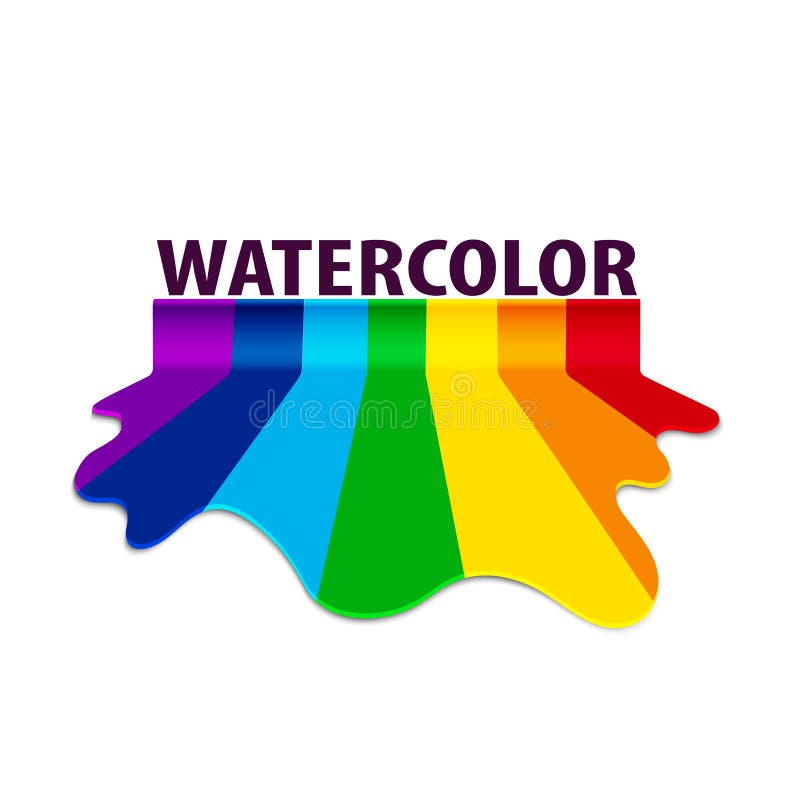 Watercolor in Colors of the Rainbow from the Spreading Paint Stream ...