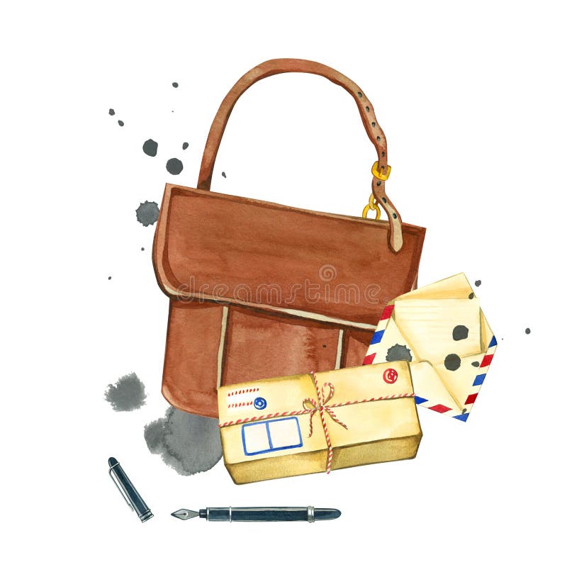 Watercolor Composition, Post Day, Postman S Bag, Letters, Parcels ...