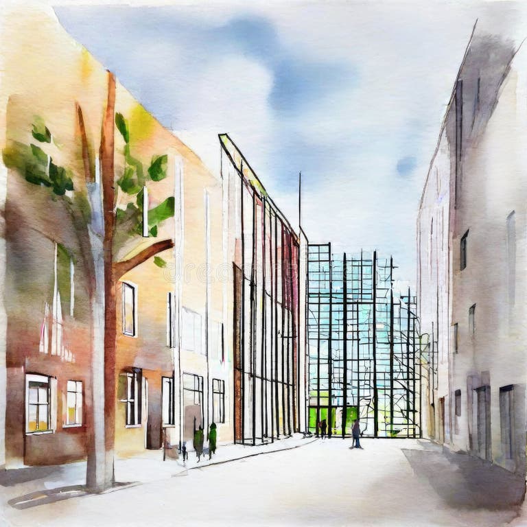 Watercolor of Conceptual Visualization of the BIM Model Utilities of ...