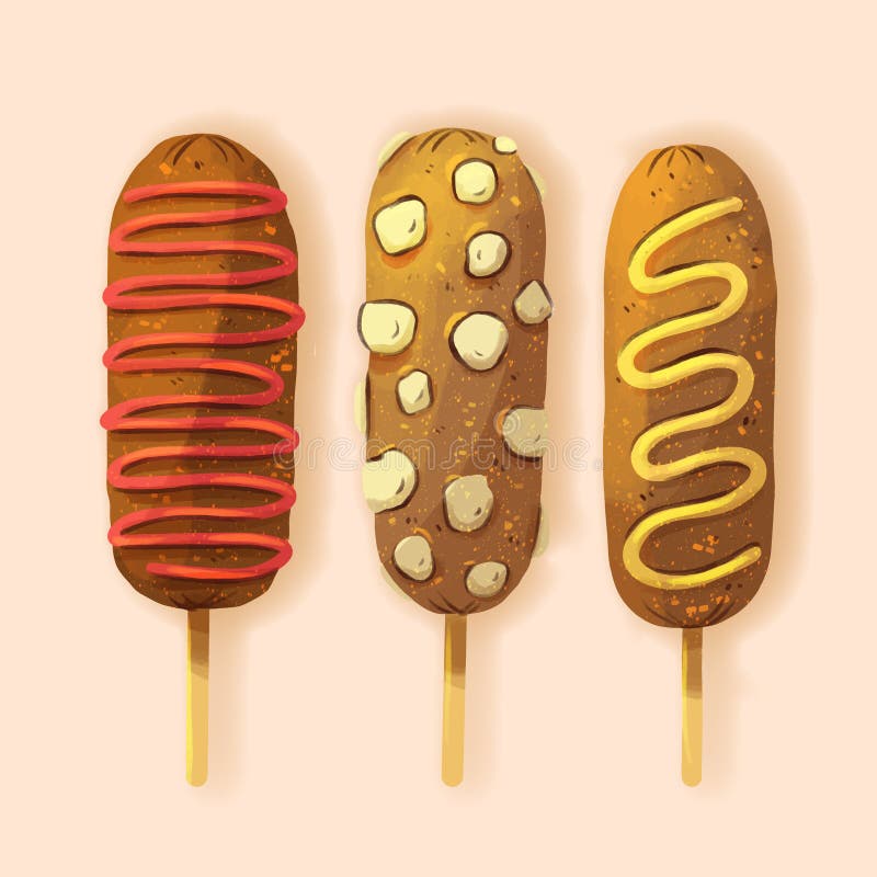 Watercolor Corn Dog Vector Illustration. Stock Vector - Illustration of ...