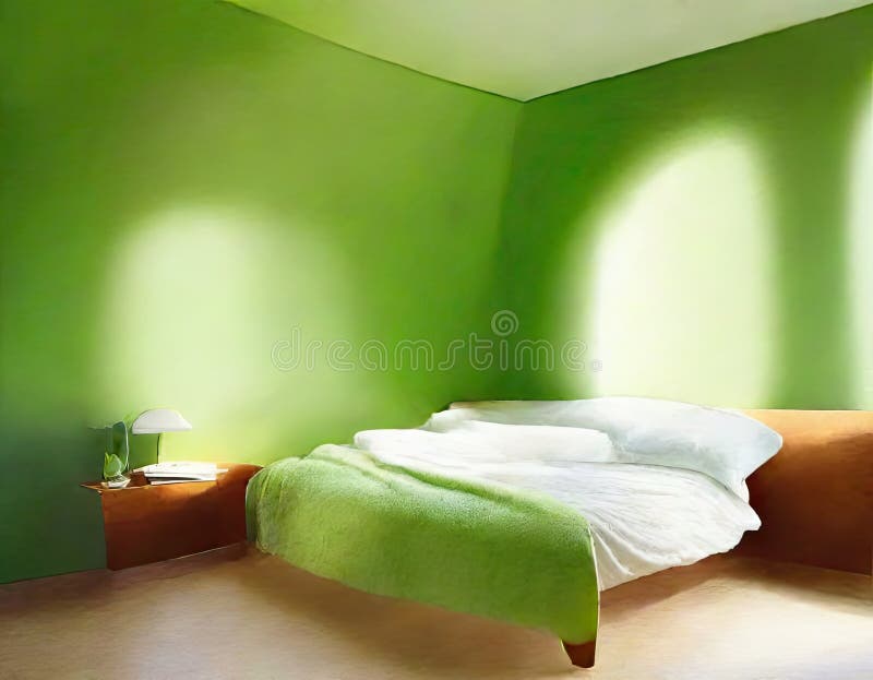 Watercolor of Cozy Bedroom with Green Stock Illustration - Illustration ... Watercolor of Cozy Bedroom with Green Stock Illustration - Illustration ...