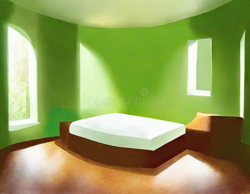 Watercolor of Cozy Bedroom with Green Stock Illustration - Illustration ... Watercolor of Cozy Bedroom with Green Stock Illustration - Illustration ...